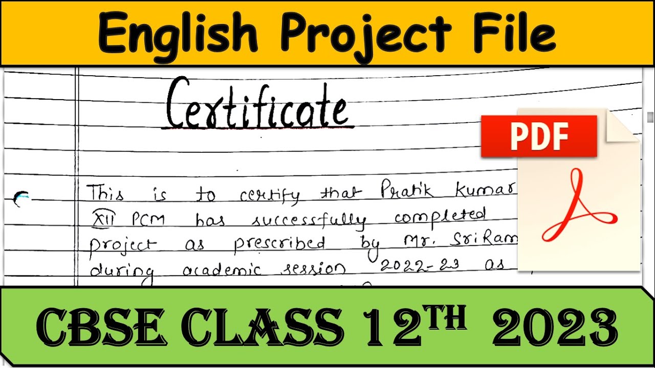 Acknowledgement 12th Class Project
