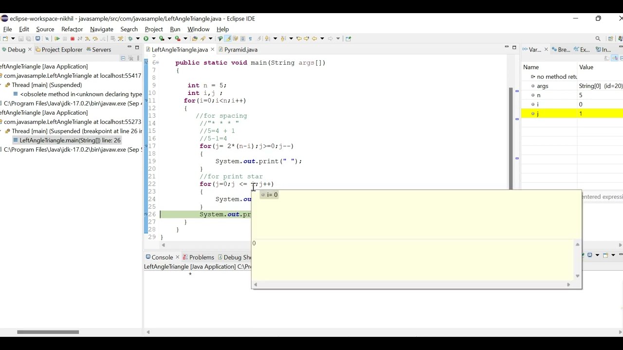 Star Pattern Left Angle Triangle In Java Java Pattern Youtube