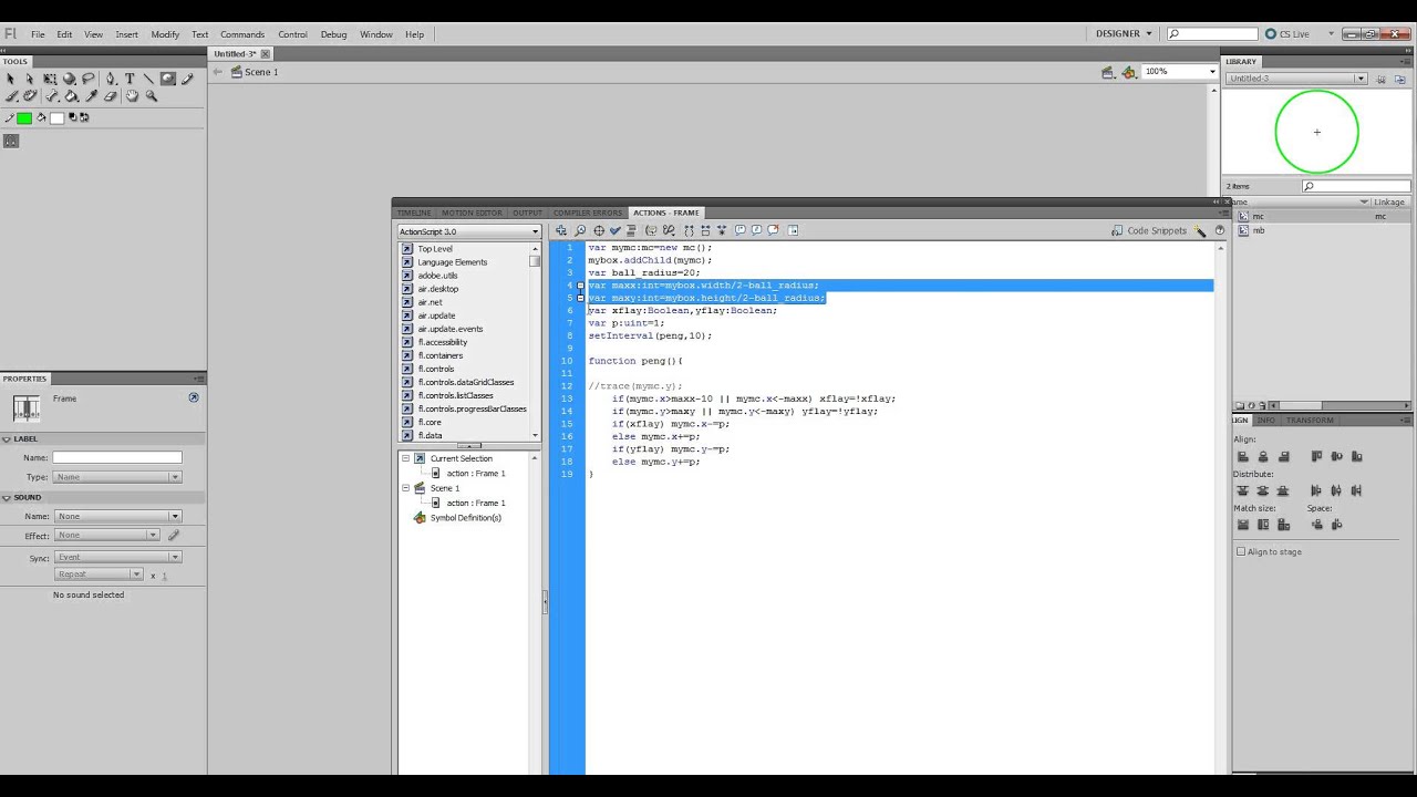 Actionscript 3 As3 Demo Design A Bouncing Ball Animation In Flash