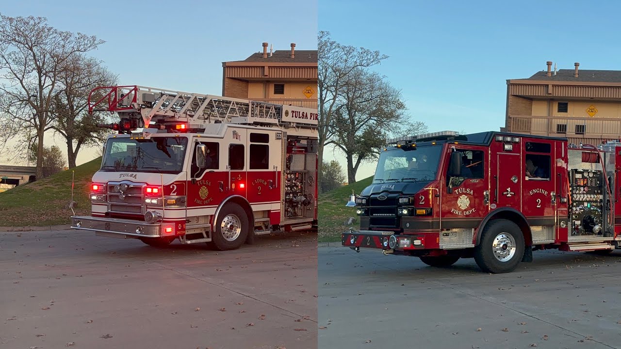 Tulsa Fire Department Ladder 2 Brand New Engine 2 Responding Youtube