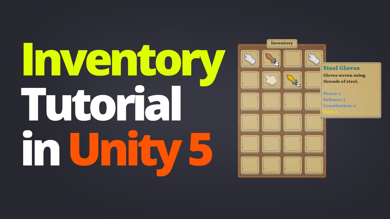 Inventory System Tutorial In Unity 5 Part 2 Youtube
