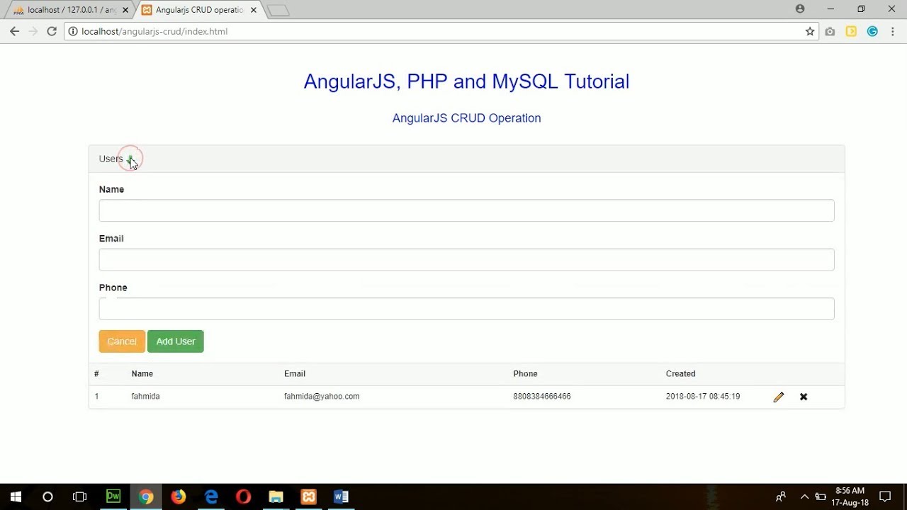 Create Angularjs Crud Operation Using Php And Mysql Youtube