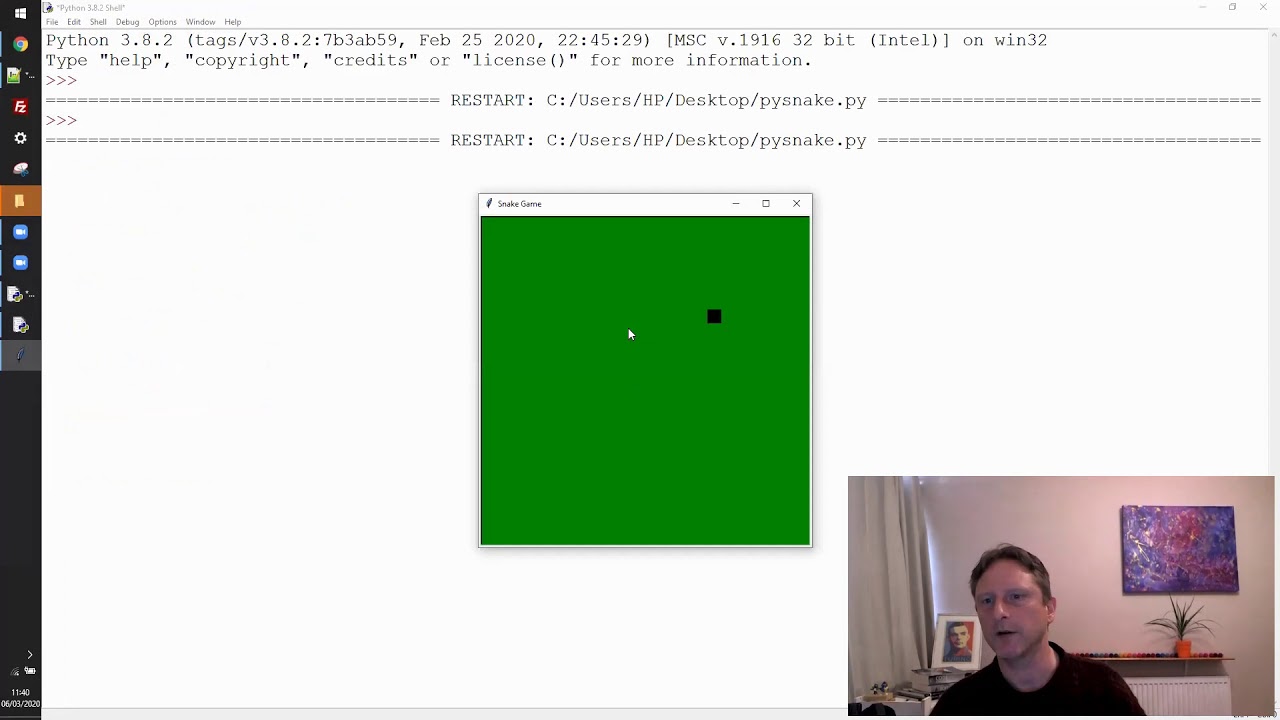 Python Turtle Graphics Snake Game Part 1 Youtube