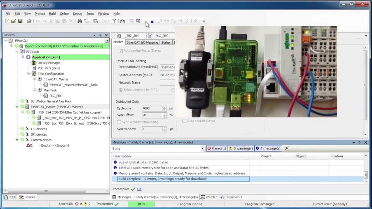 Raspberry Pi Codesys Plc W Ethercat Coupler Youtube