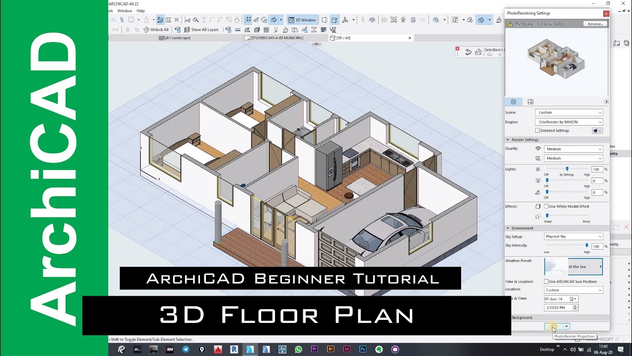 Archicad Begginer Tutorial 3d Floor Plan In Archicad Youtube