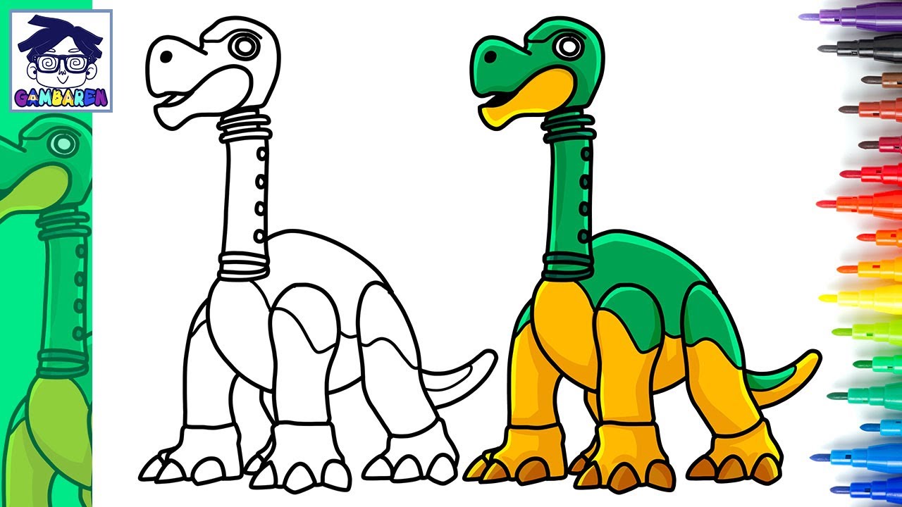 Cara Menggambar Brontoflute Dino Toy Poppy Playtime Chapter 5