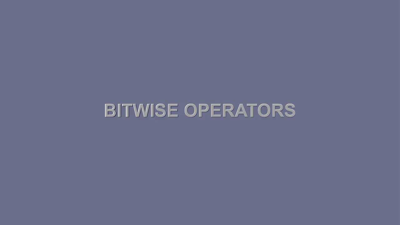 Bitwise Operators Youtube