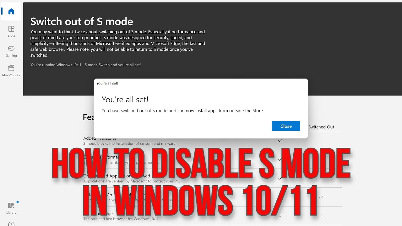 How To Disable S Mode In Windows 10 11 Youtube