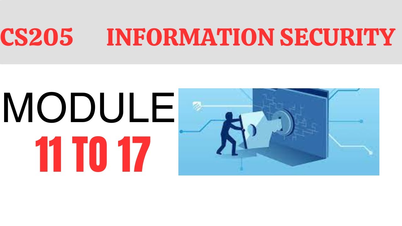 Cs 205 Information Security Module 11 To 17 Information Security