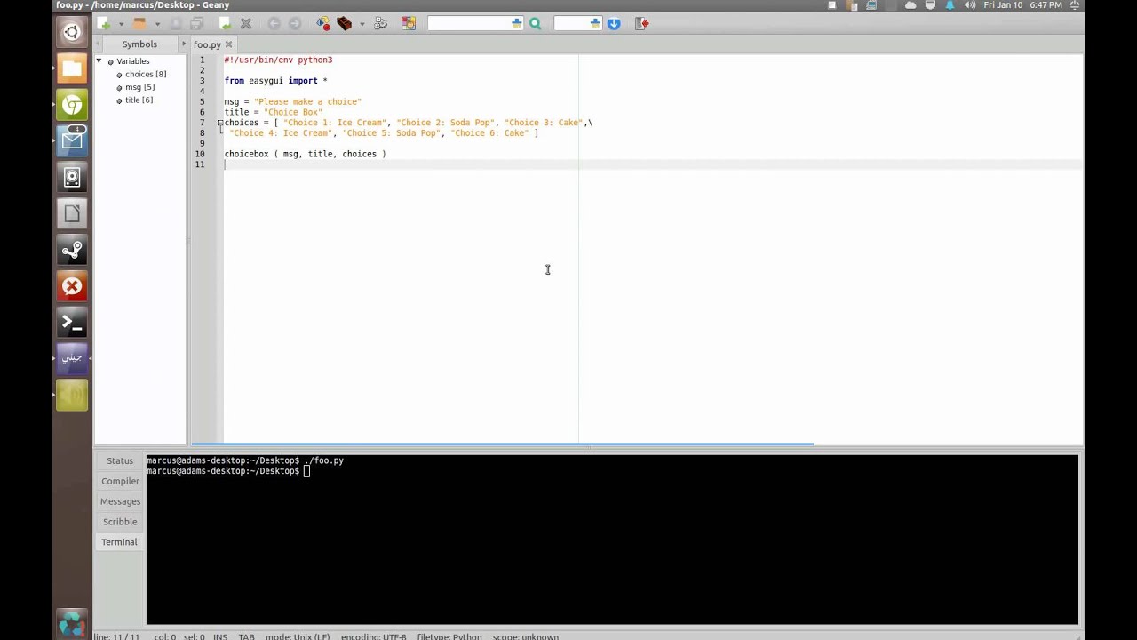 Python Turotial Easygui Part 4 Choice Box Youtube
