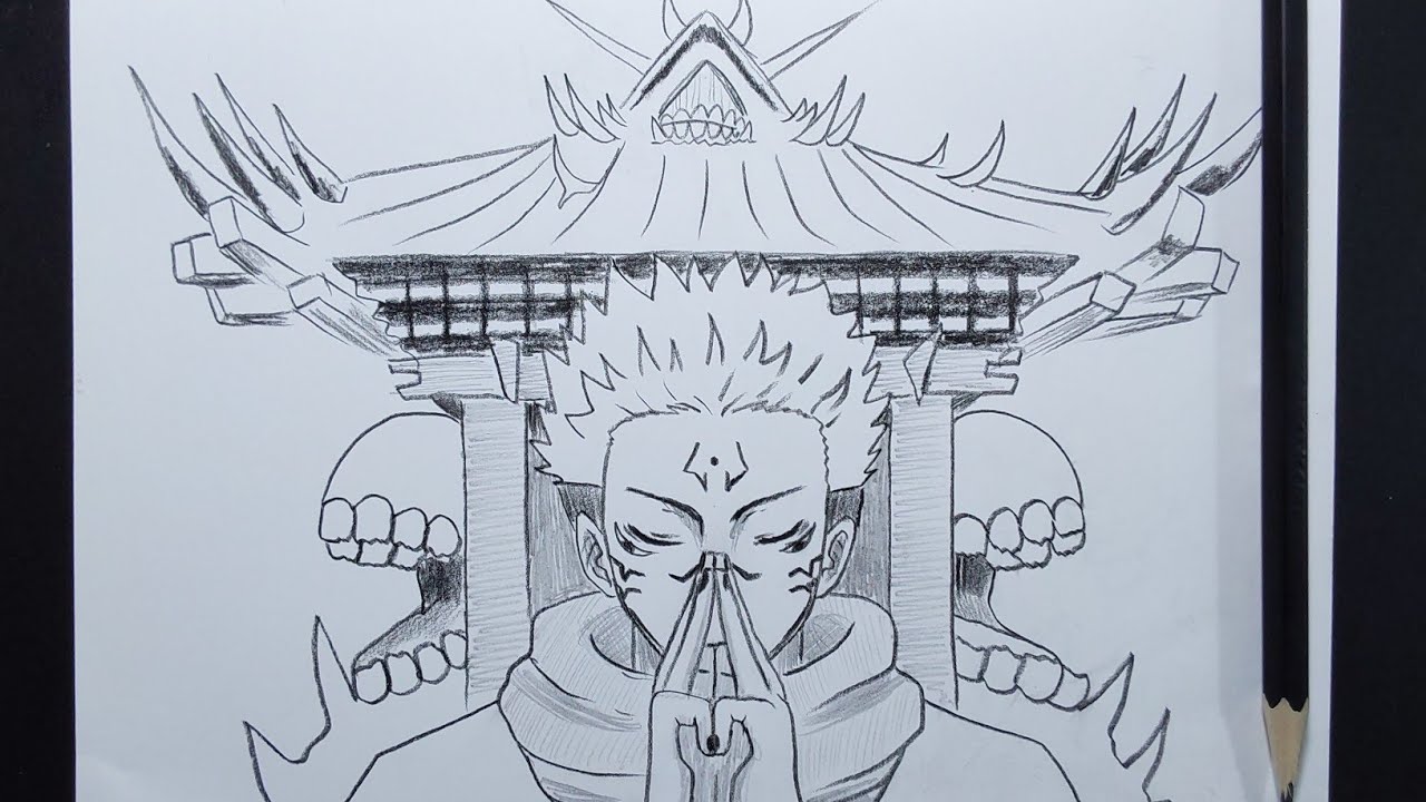 How To Draw Sukuna Domain Expansion Step By Step Pencil Sketch Youtube