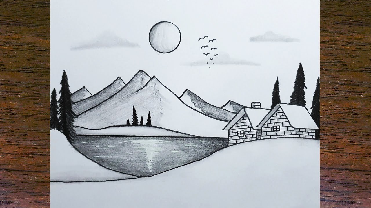 How To Draw Landscape Drawing Step By Step Easy Landscape Drawing