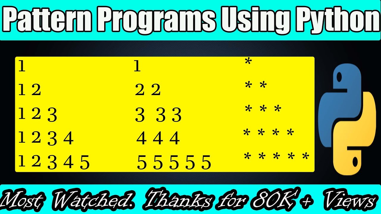 1 Pattern Programming Using Python Python Sample Programs In Tamil