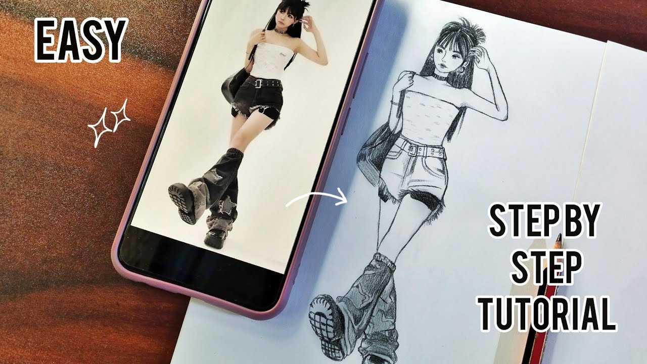 How To Draw A Girl Full Body With Clothes Easy Step By Step