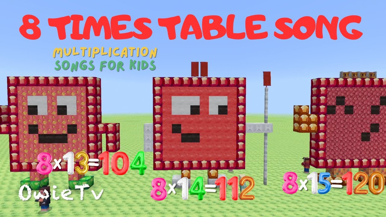8 Times Table Song Multiplication Songs For Kids Minecraft