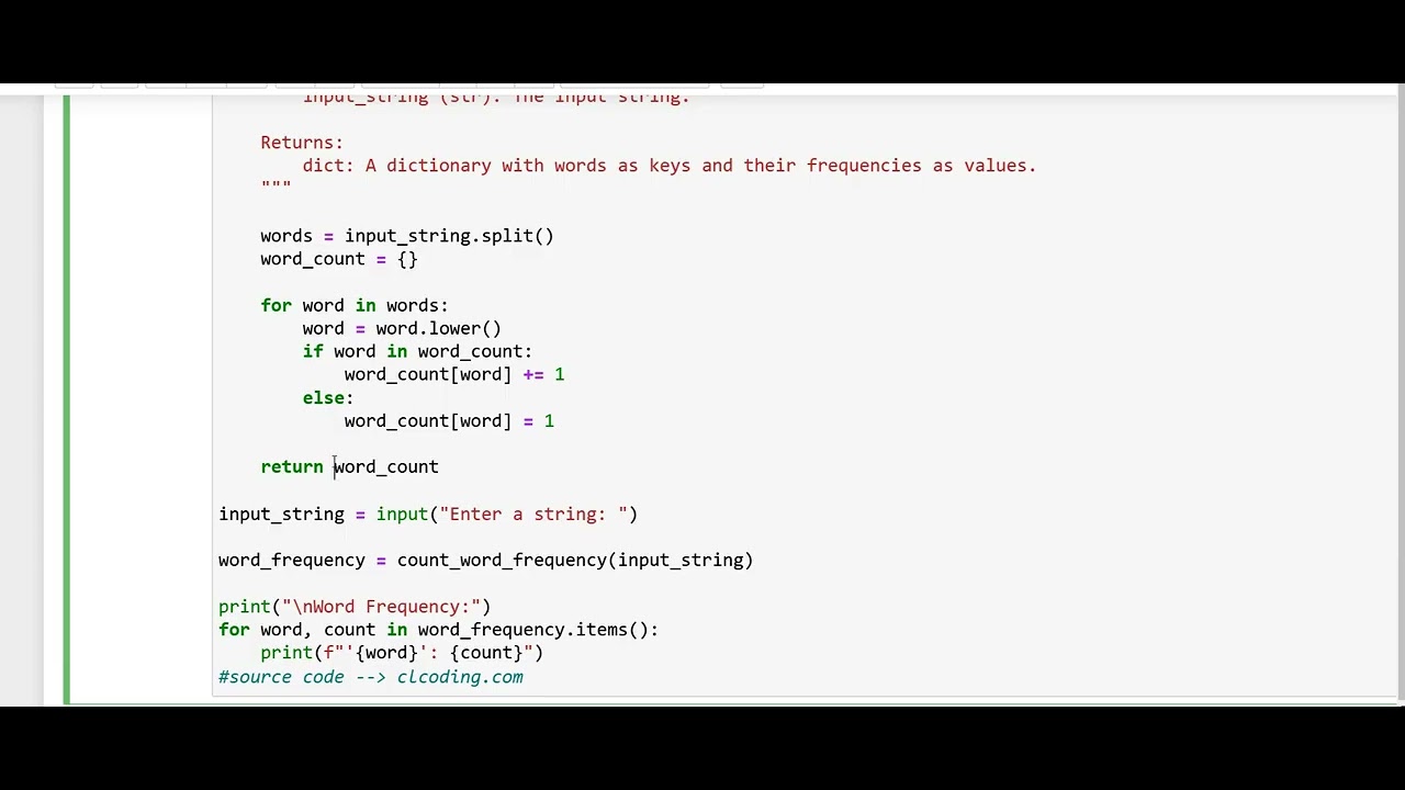 Day 100 Python Program To Count The Frequency Of Each Word In A String
