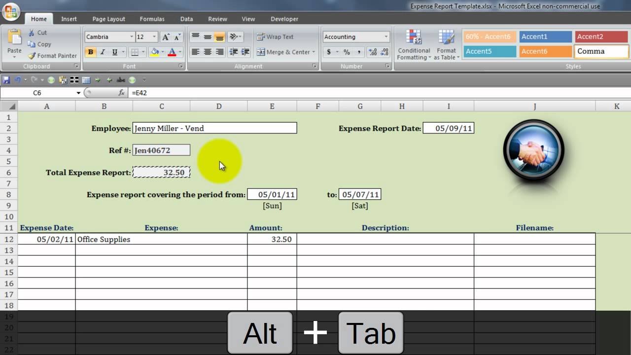 Expense Report Template Youtube