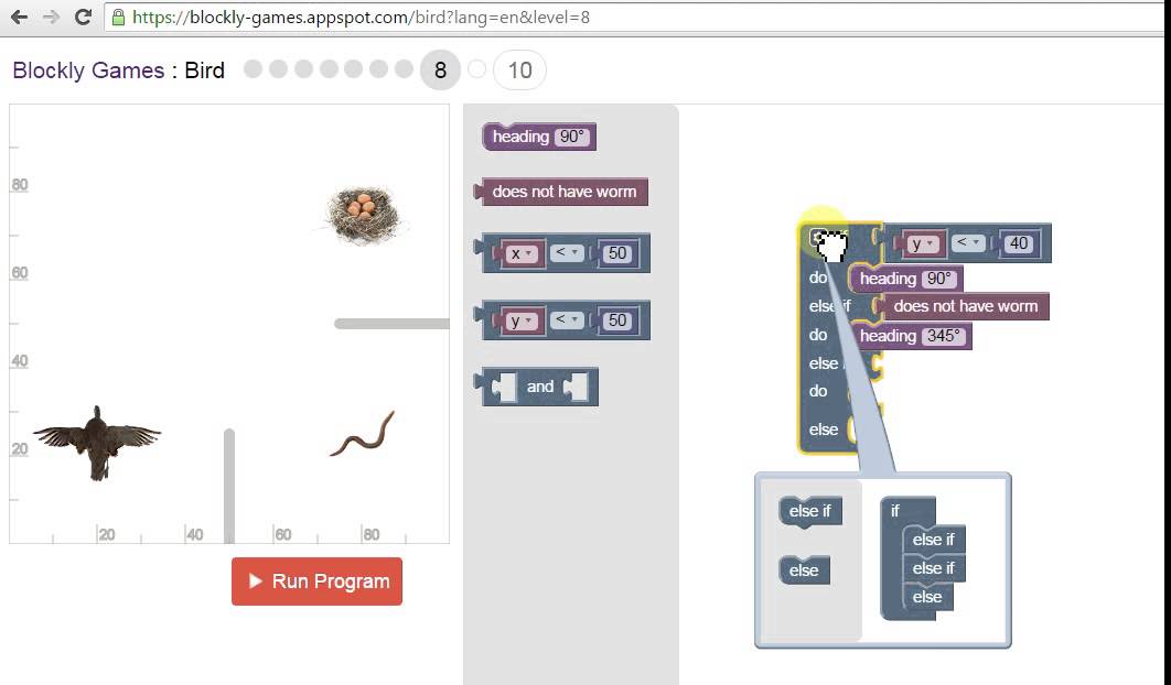Blockly Games Solution For Bird 8 Youtube