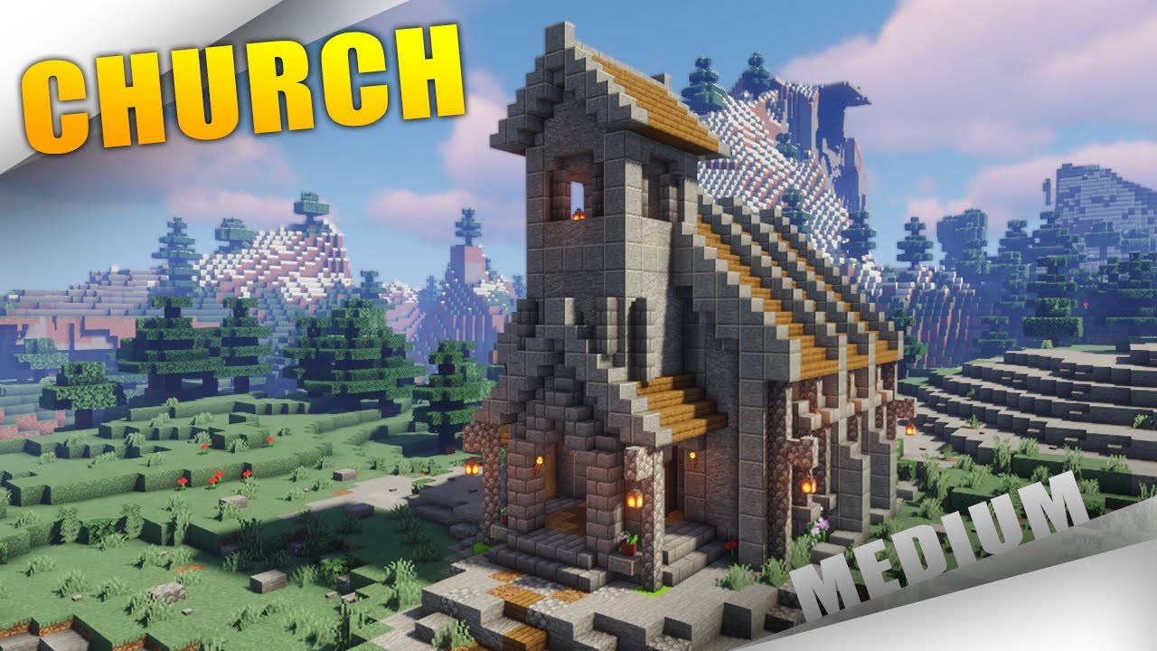 How To Build A Medieval Stone Church Minecraft Tutorial Youtube