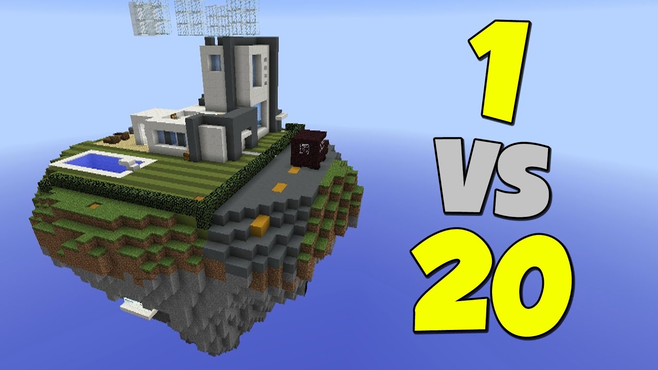 1 Vs 20 Increible Sky Wars Minecraft Youtube