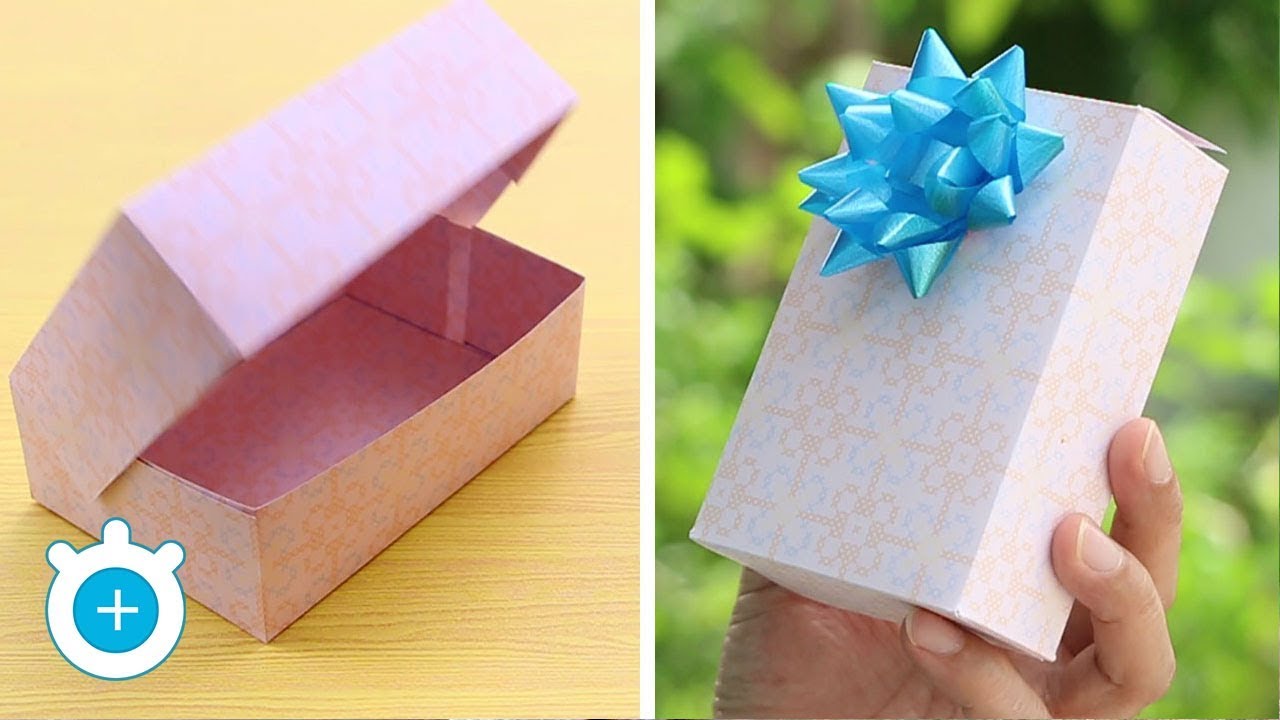 How To Make A Paper Gift Box With Lid Easy Lampzoom Youtube