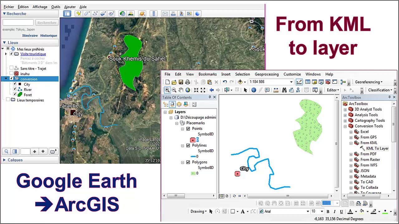 How To Convert A Kml File Google Earth To A Layer Shapefile Arcgis My