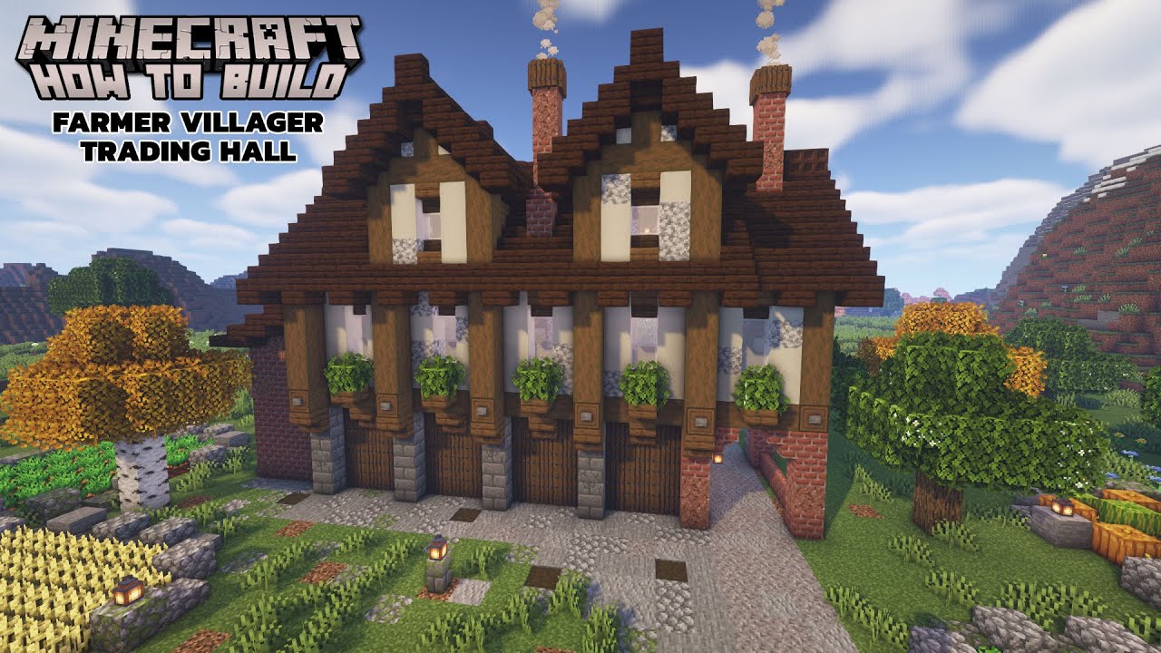 Minecraft Tutorial Villager Trading Hall For Farmers Youtube