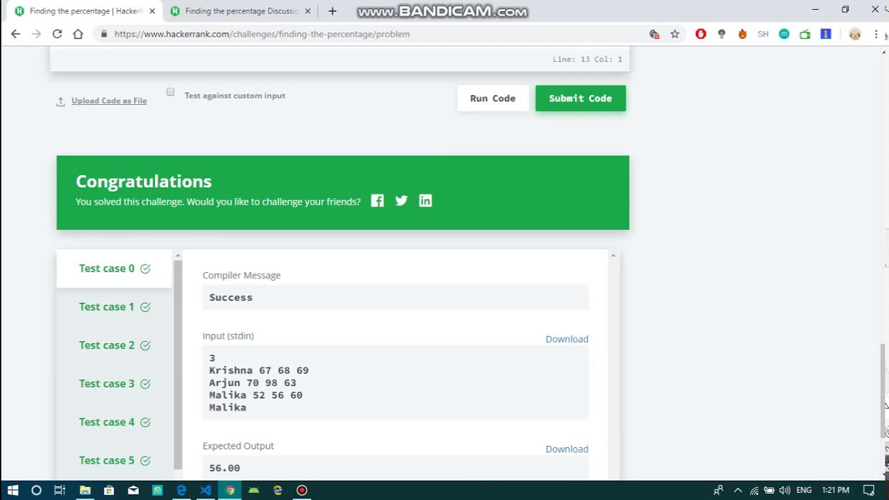 Finding The Percentage Hackerrank Solution Python Youtube