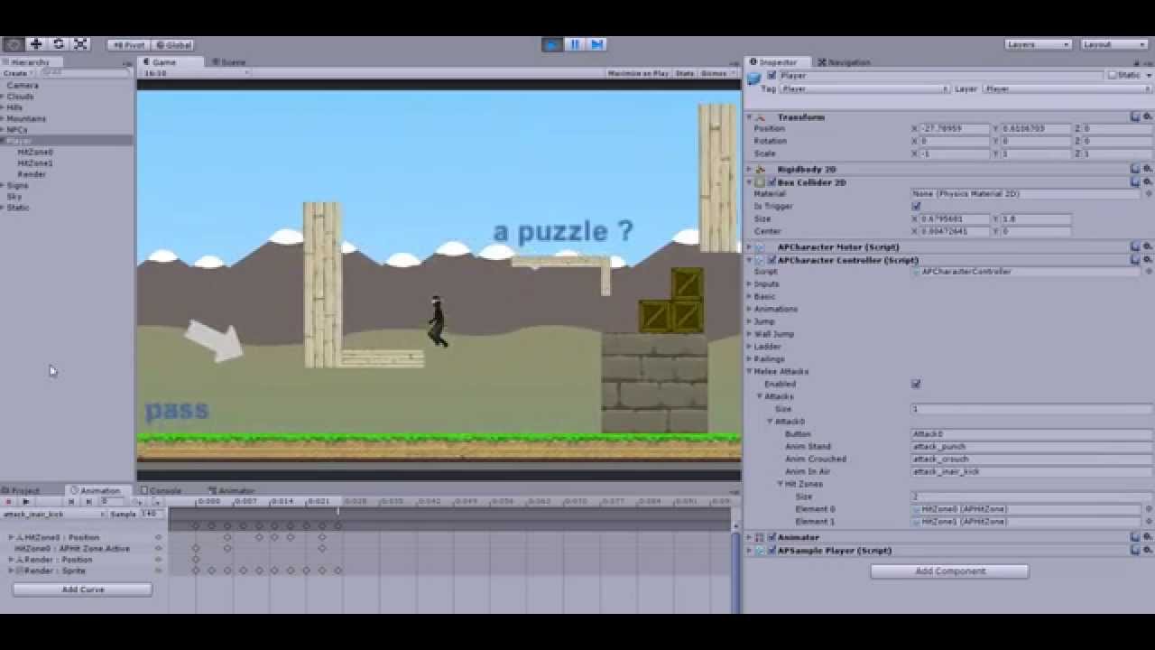 Unity Advanced Platformer 2d Tutorial Melee Attack Youtube