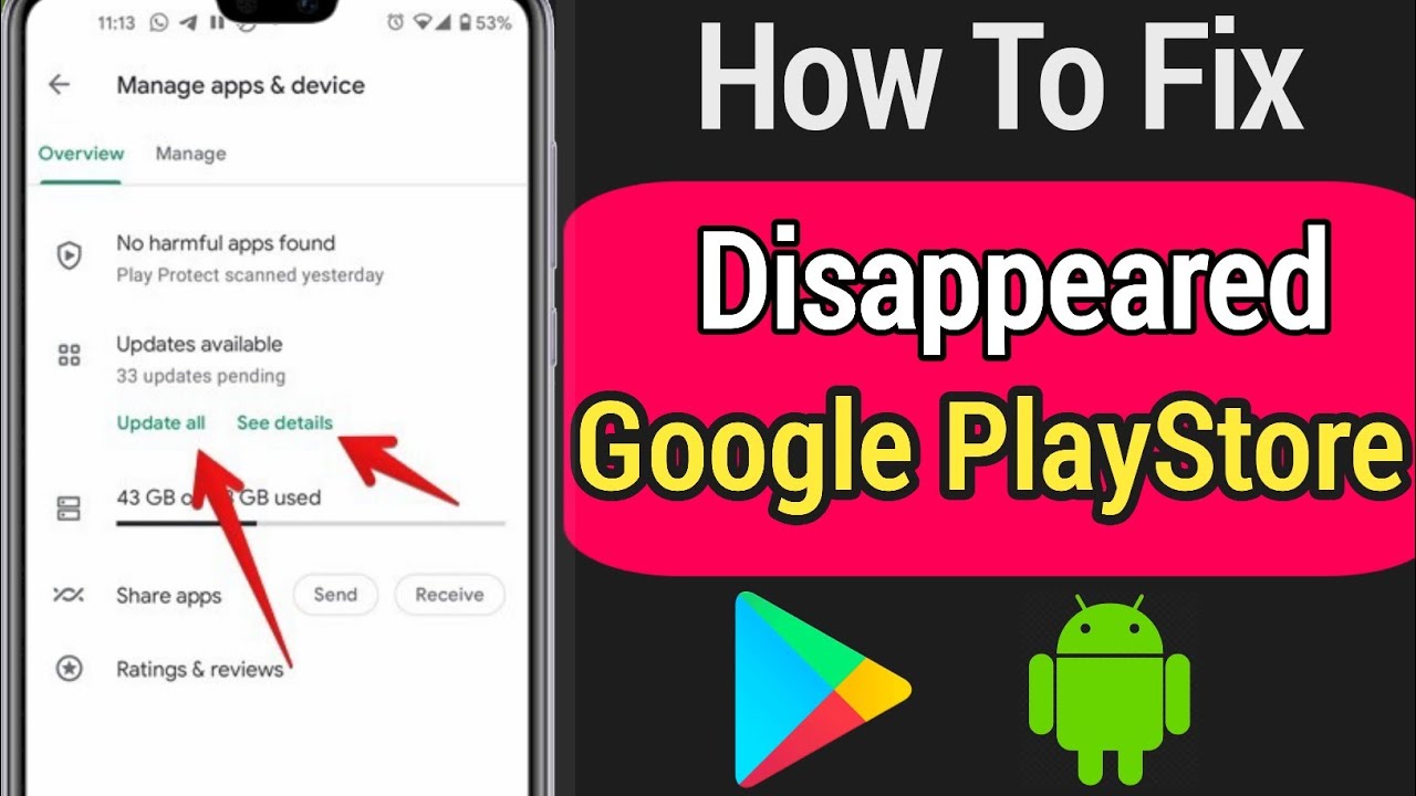 How To Fix Disappeared Google Play Store On Android 2022 Fix Google