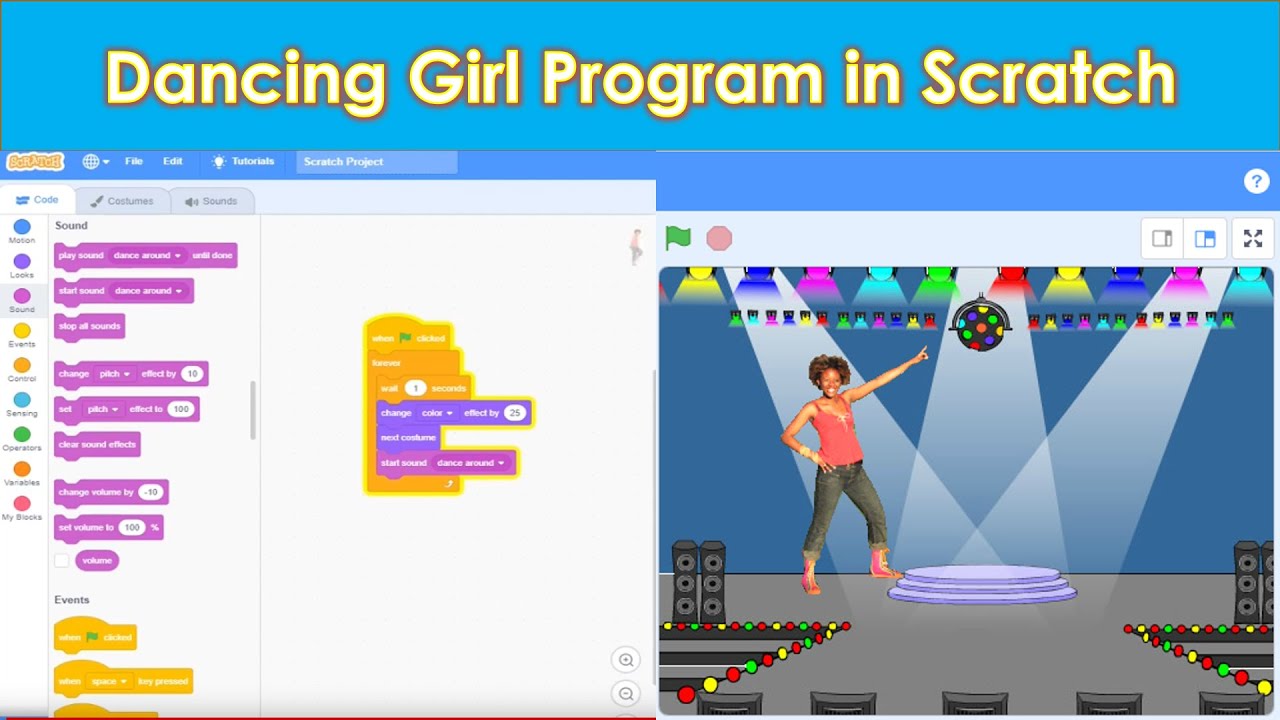 Coding For Kids Dancing Girl Program In Scratch Youtube