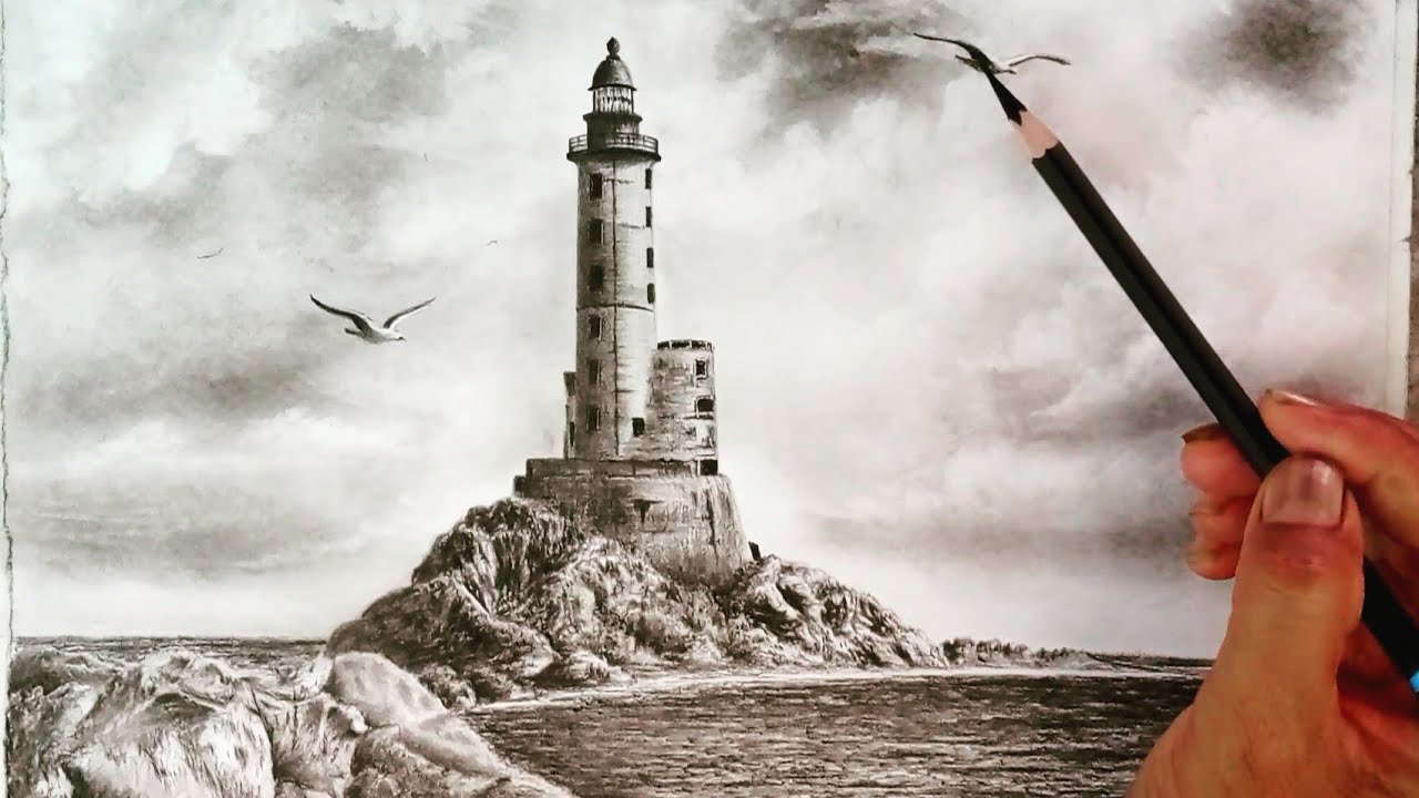 How To Draw A Lighthouse Landscape