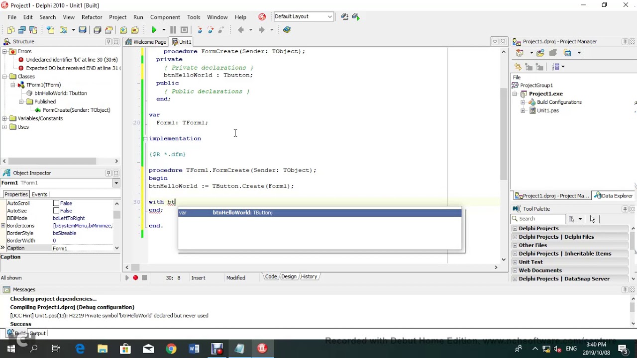 Create Dynamic Components Using Delphi Youtube