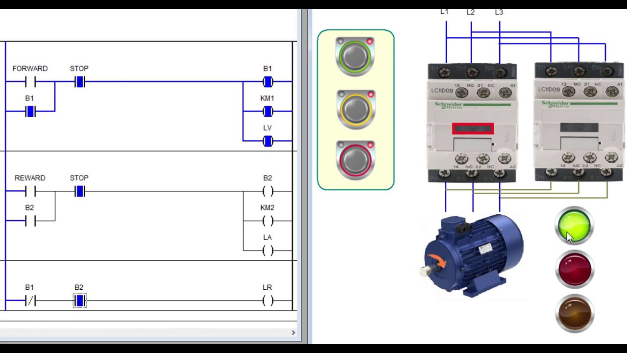 Inversion De Giro De Motor Plc Lenguaje Ladder Youtube