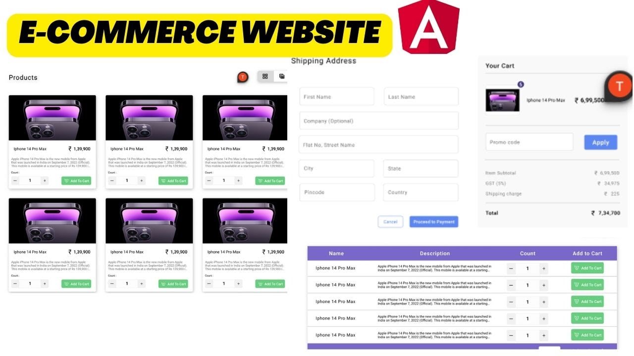 Angular Responsive E Commerce Shopping Cart App Using Material Ui Json
