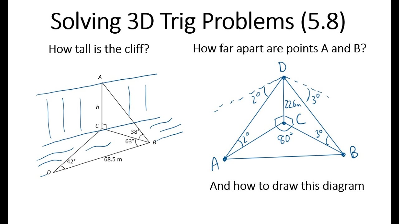Solving 3d Trig Problems 5 8 Youtube