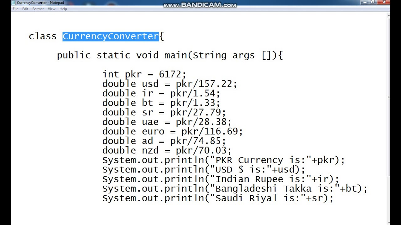 Currency Converter Part 3 Currency Converter Program In Java Language
