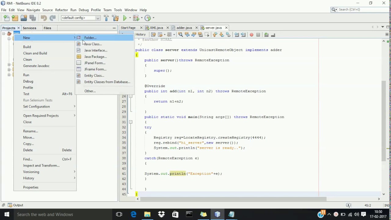 How To Create Java Rmi Using Netbeans Youtube