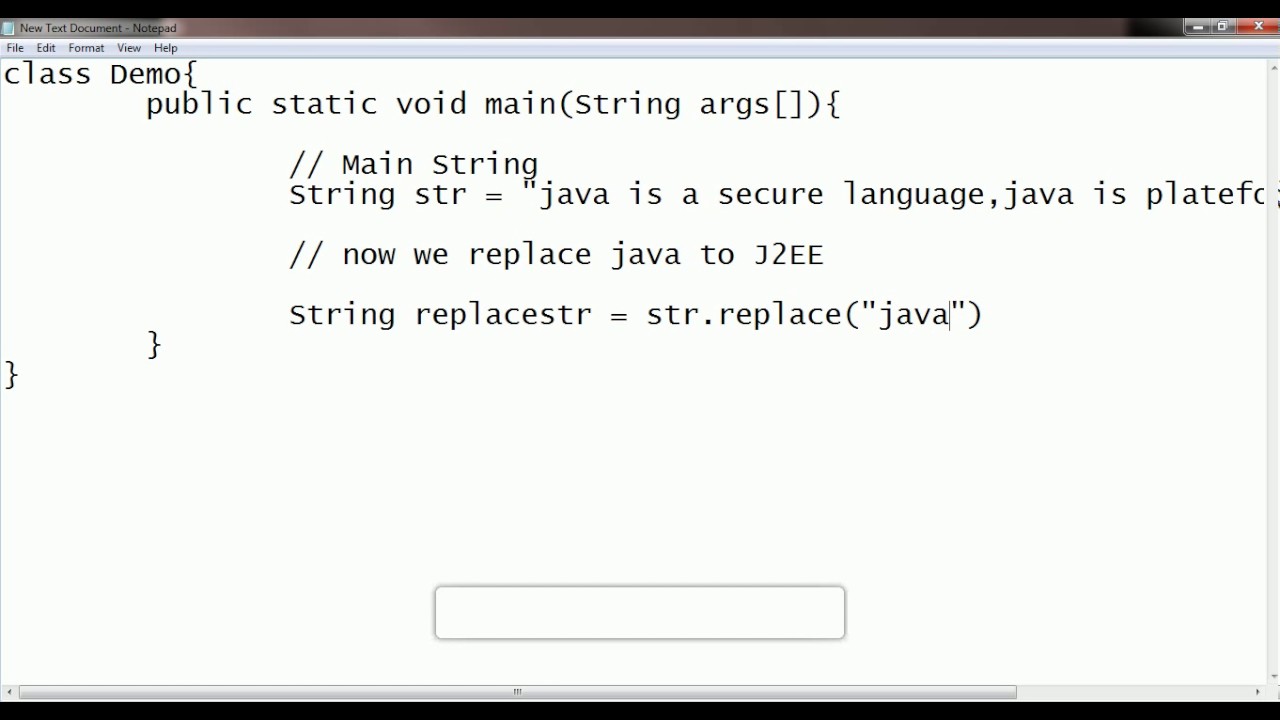 How To Replace String With Another String In Java Program Code Youtube
