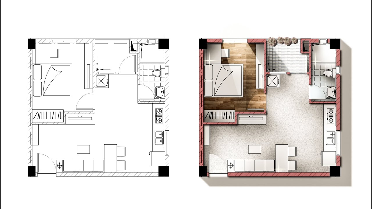 Rendering An Architectural Floor Plan Youtube