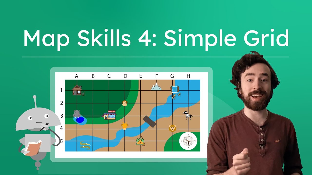Map Skills 4 Simple Grid Learn How To Use Grid Maps Youtube