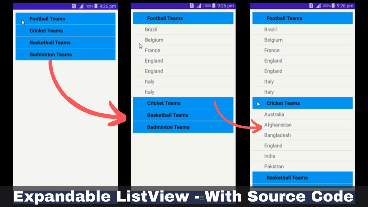 Expandable List View In Android Studio App Development Android