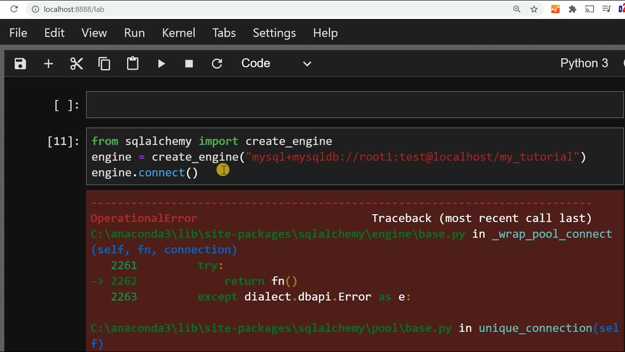 How Sqlalchemy Engine Throughs Error On Engine Connect Youtube