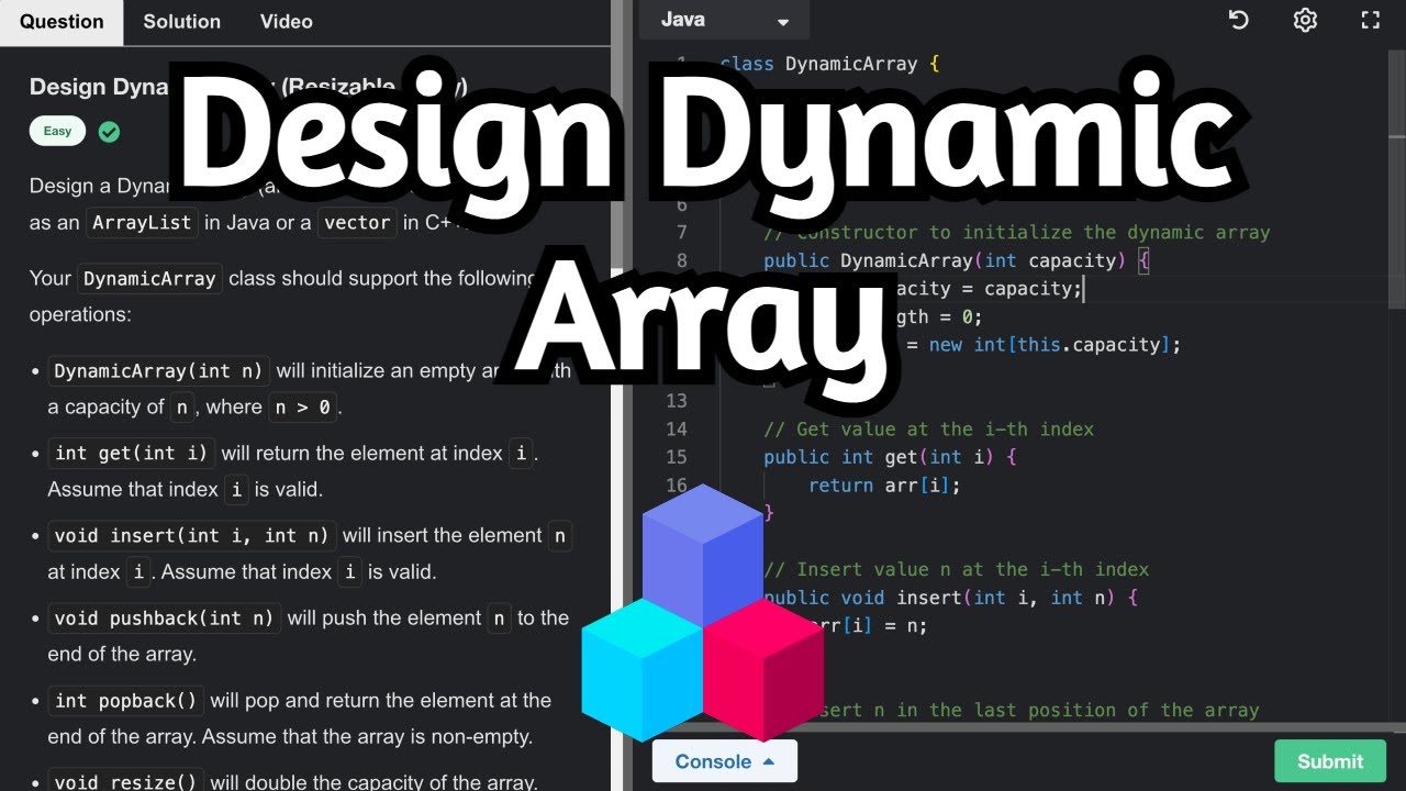 Design A Dynamic Array Resizable Array Youtube