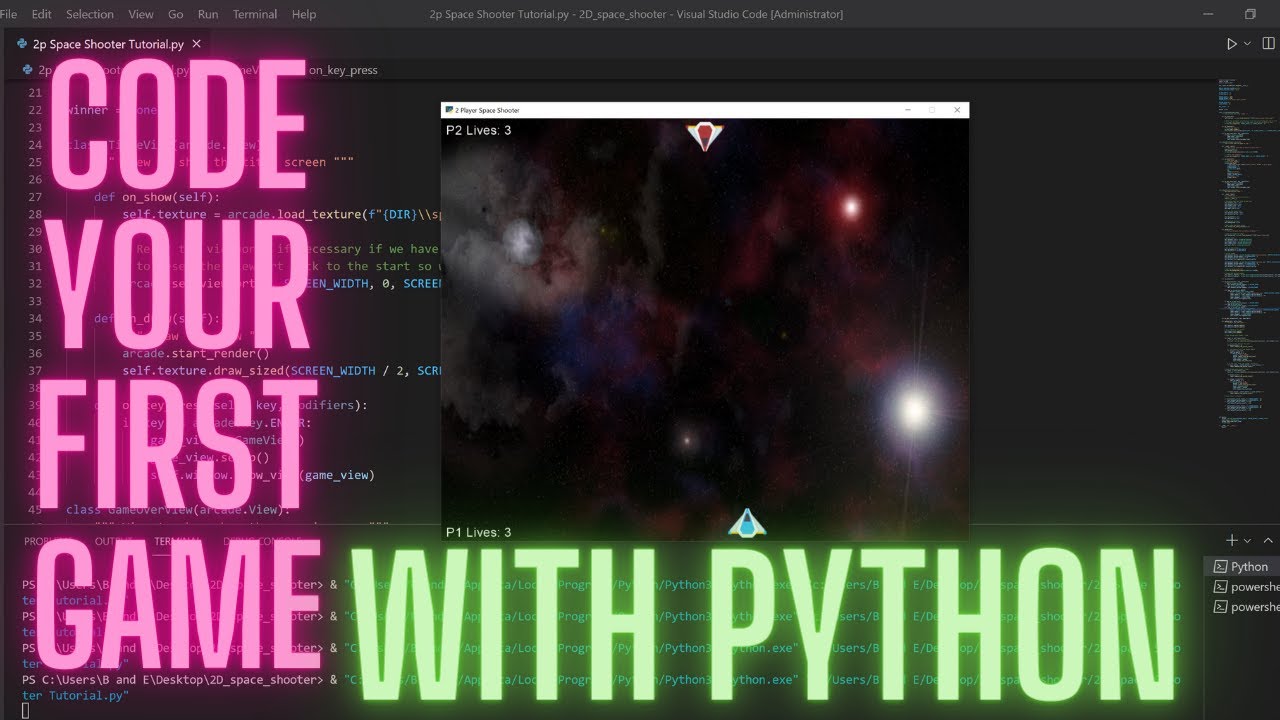 Python Arcade Part 2 2d Space Shooter Youtube