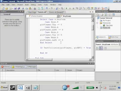 Visual Basic Game Tutorial Part 3 Collision Youtube
