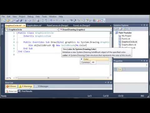 Visual Basic Tutorial 170 Paint Part 3 Building Graphicscircle вђџ Youtube