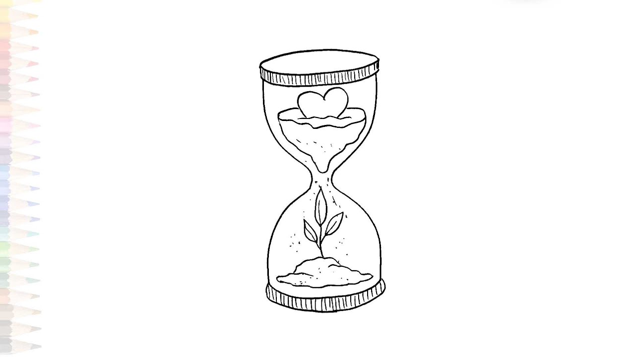 Love Heart Hourglass Drawing Outline Art How To Draw Hourglass Step