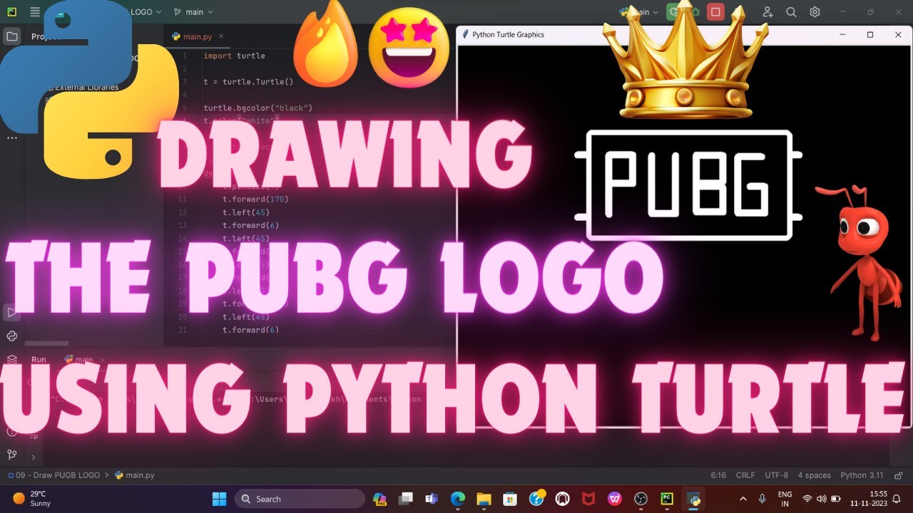 Drawing The Pubg Logo With Python Turtle Step By Step Tutorial
