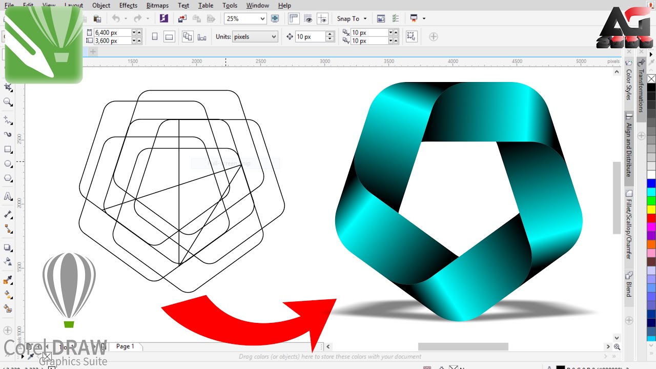 Corel Draw Tutorial 3d Polygon Logo Design Youtube
